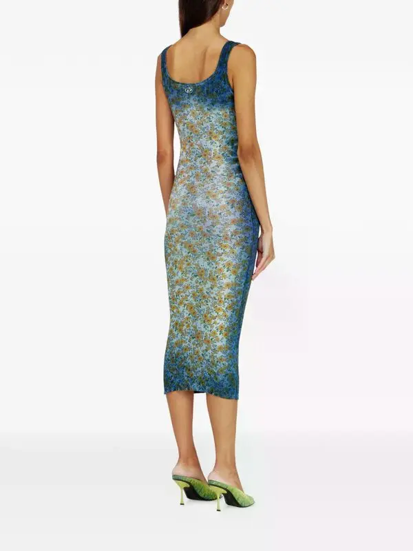 DIESEL® M-egita Ribbed Floral-print Midi Dress