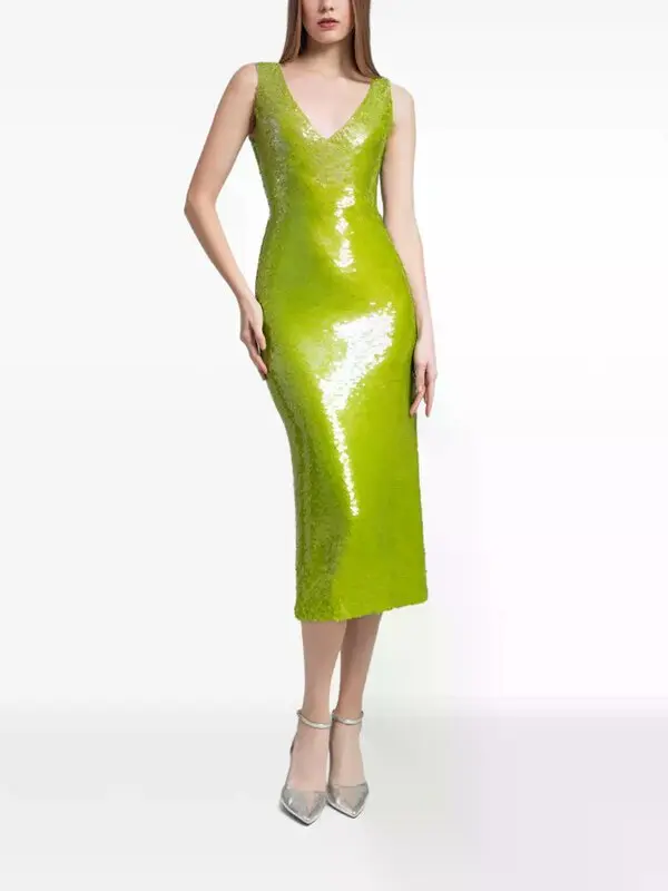 GEMY MAALOUF Fitted Sequin Midi Dress