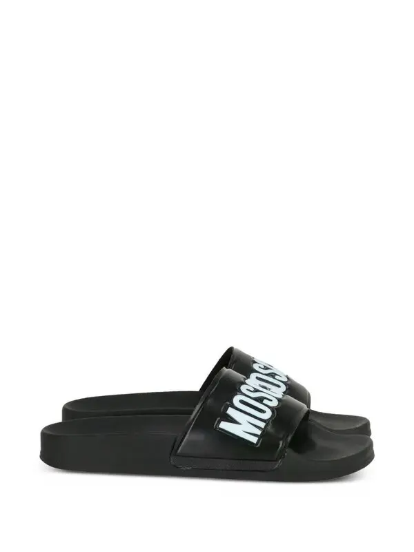 Moschino Logo Lettering Slides - Black