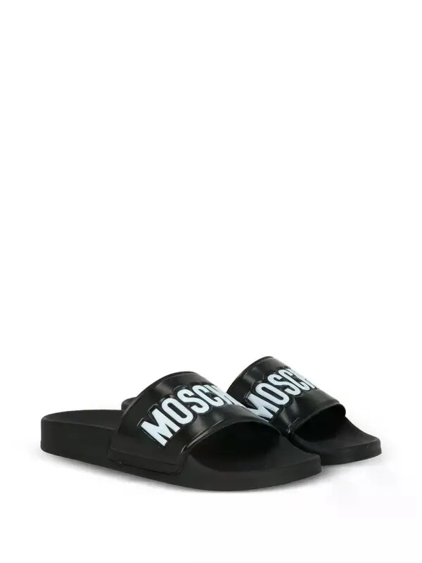 Moschino Logo Lettering Slides - Black