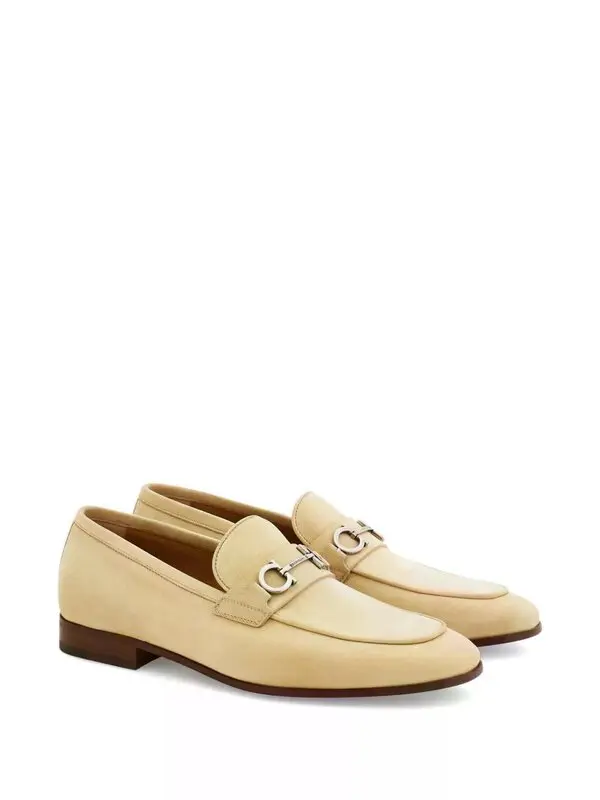 FERRAGAMO Moccasin With Gancini Ornament - Neutrals