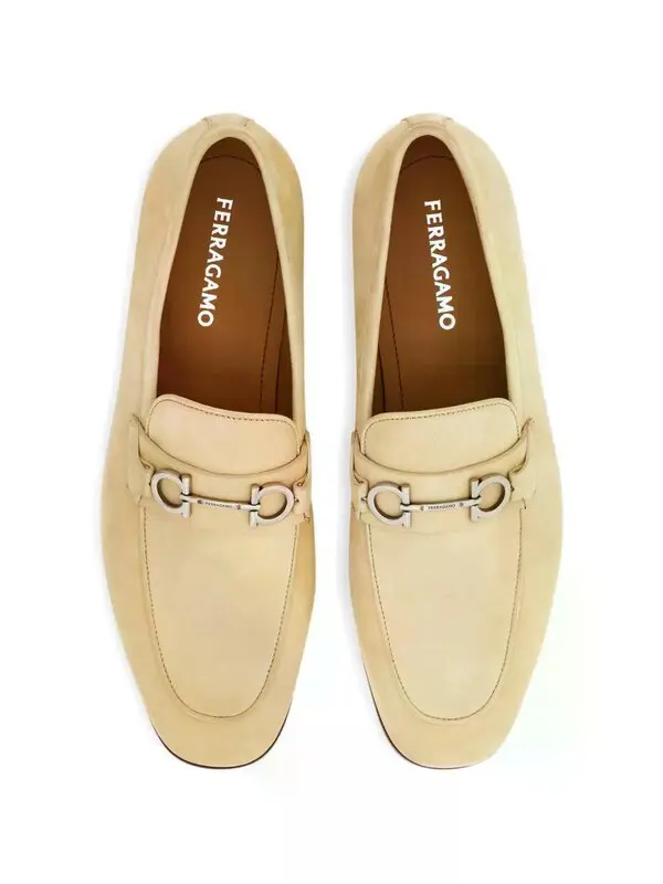 FERRAGAMO Moccasin With Gancini Ornament - Neutrals