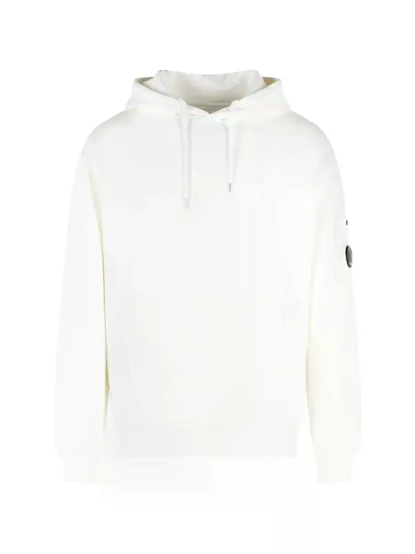 C.P. COMPANY Drawstring Hoodie With Lens Patch - White