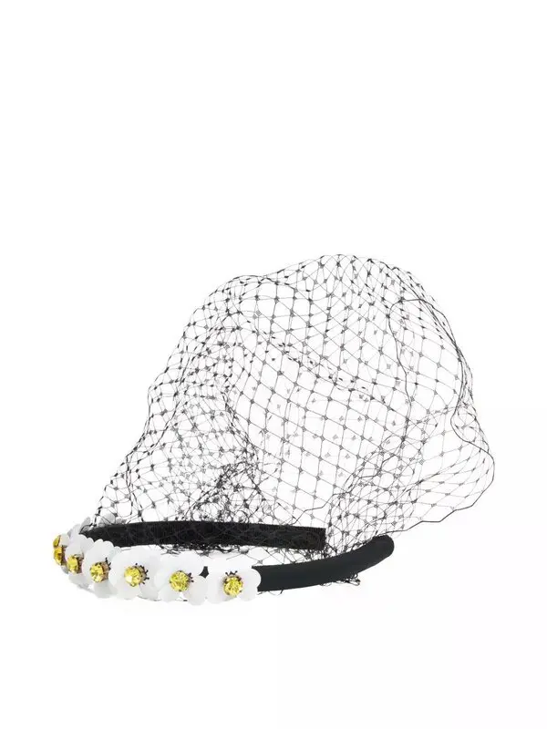 Red Valentino Floral Net Hairband - Black