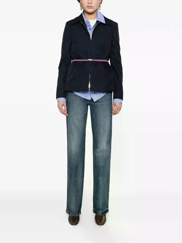 Gucci Logo-pattern Zip-up Jacket - Blue