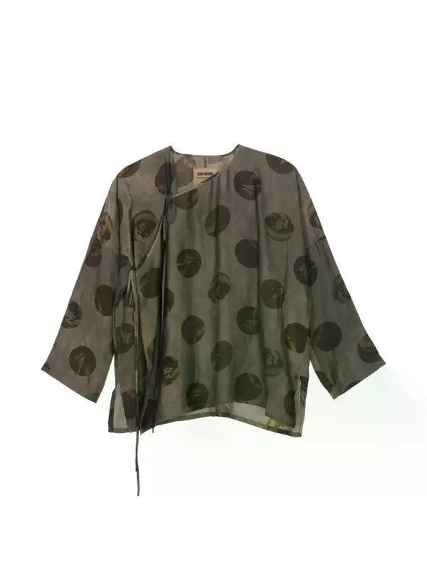 UMA WANG Tie Detail Printed Blouse - Green