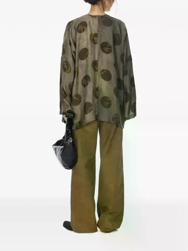 UMA WANG Tie Detail Printed Blouse - Green
