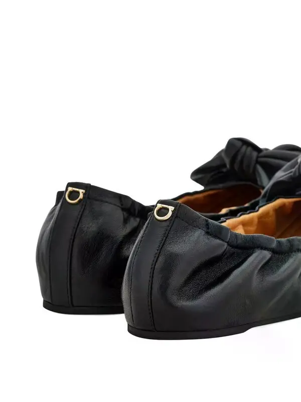 FERRAGAMO Bow Embellished Ballet Flat - Black
