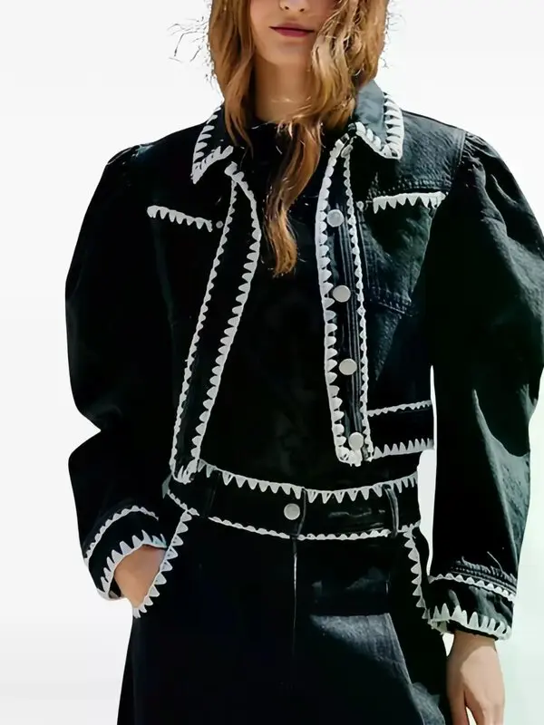 Farm Rio Puff-sleeve Jacket - Black