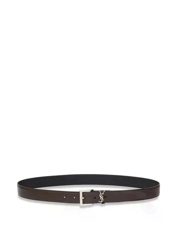 Saint Laurent Logo Buckle Belt - Brown