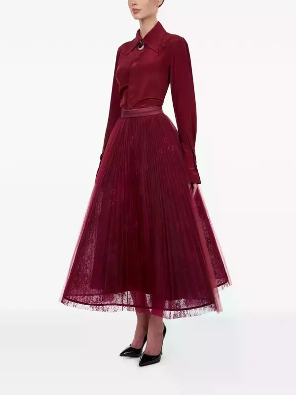 ARAFTU Pleated Lace Skirt