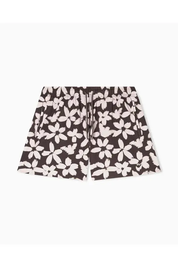 Emporio Armani Flower And Eagle Patterned Swim Shorts