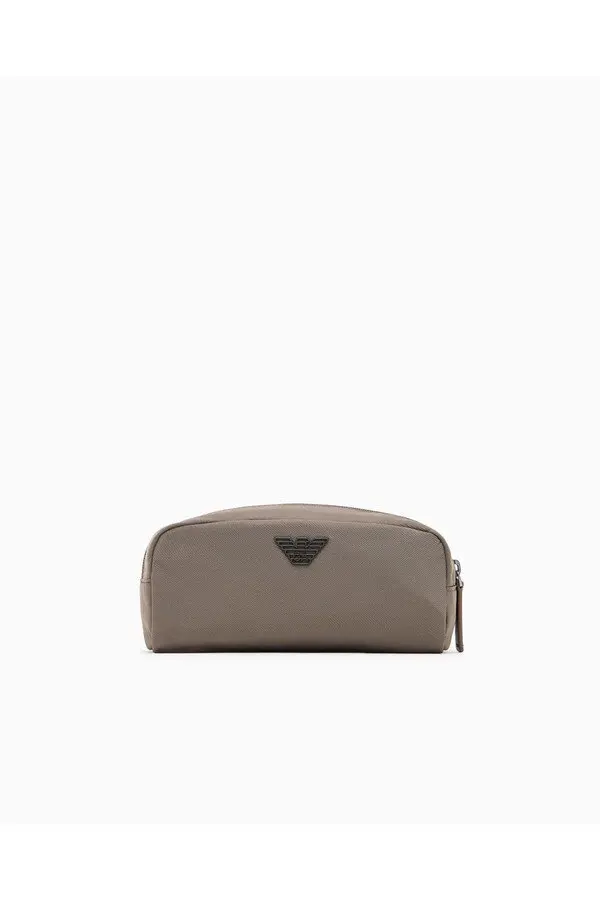 Emporio Armani Asv Recycled Nylon Make-up Bag - Brown