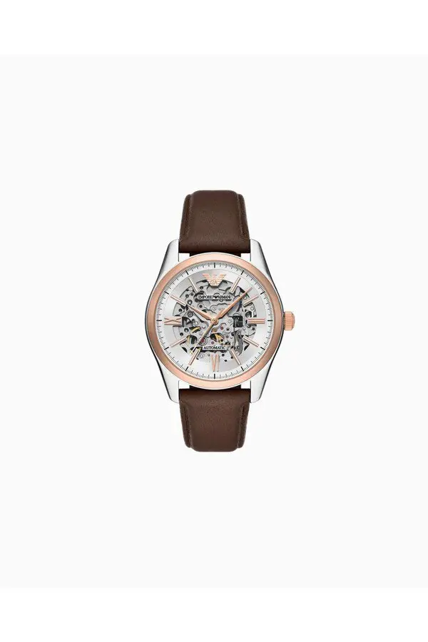 Emporio Armani Lunar New Year Automatic Brown Leather Watch - Red