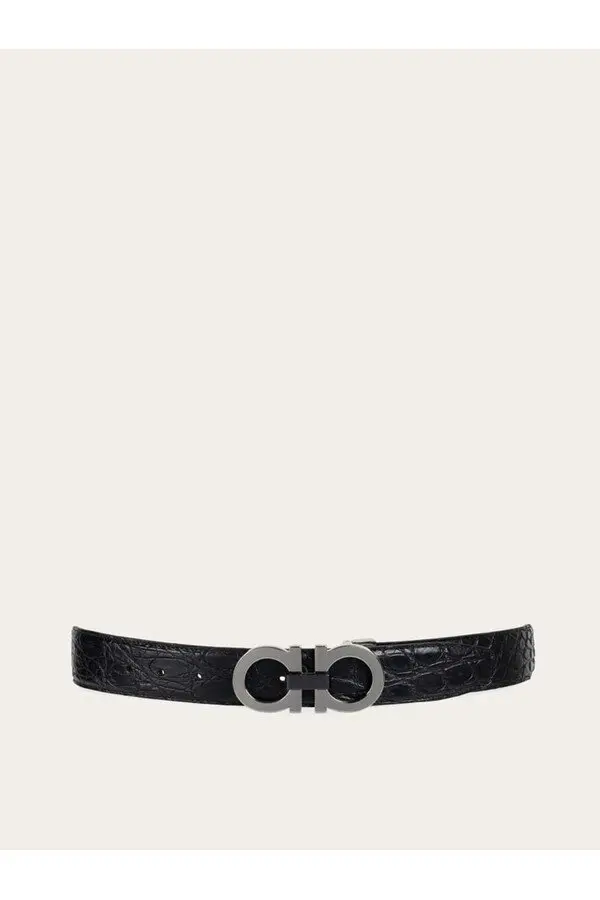 FERRAGAMO Adjustable Gancini Belt - Black