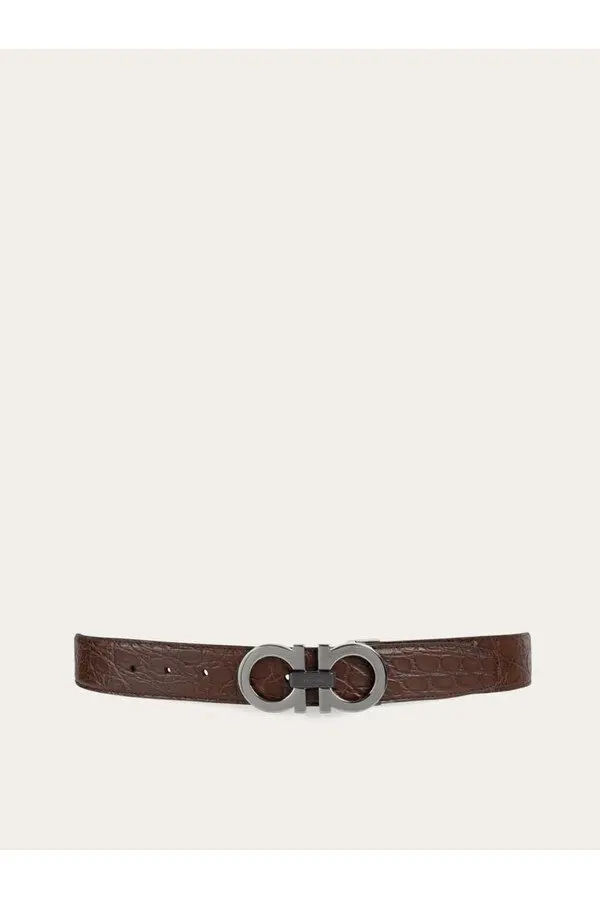 FERRAGAMO Adjustable Gancini Belt - Natural