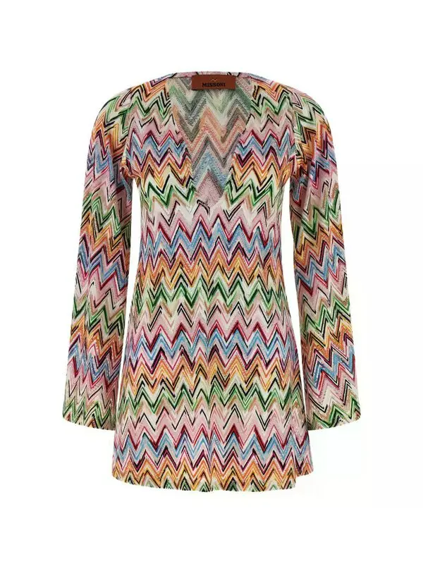 Missoni Zigzag Openwork V-neck Dress