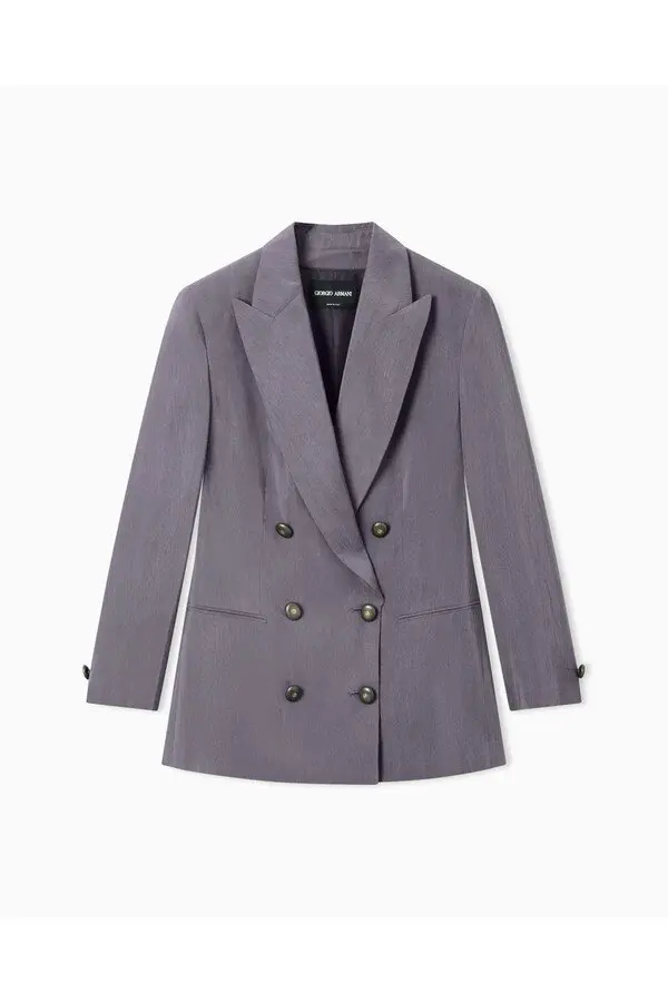 Giorgio Armani Washed Silk Double-breasted Jacket