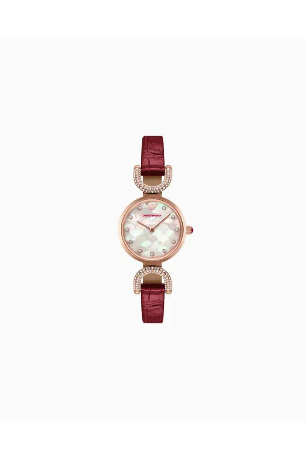 Emporio Armani Two-hand Leather Watch - Red