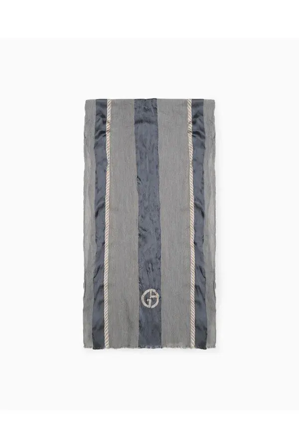 Giorgio Armani Silk-blend Jacquard Stole - Grey