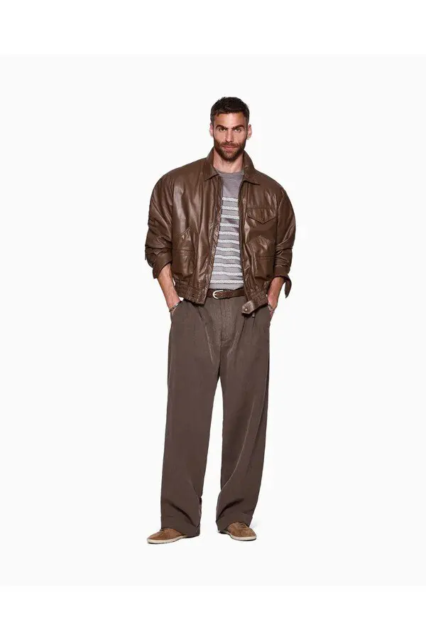 Giorgio Armani Nappa Lambskin Bomber Jacket - Natural