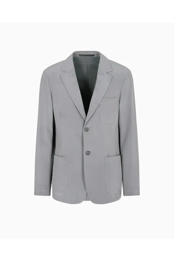 Giorgio Armani Silk Crêpe Single-breasted Jacket - Blue