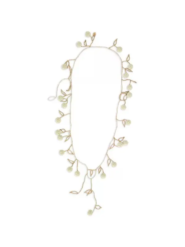 Red Valentino Beaded Leaves Necklace - Gold