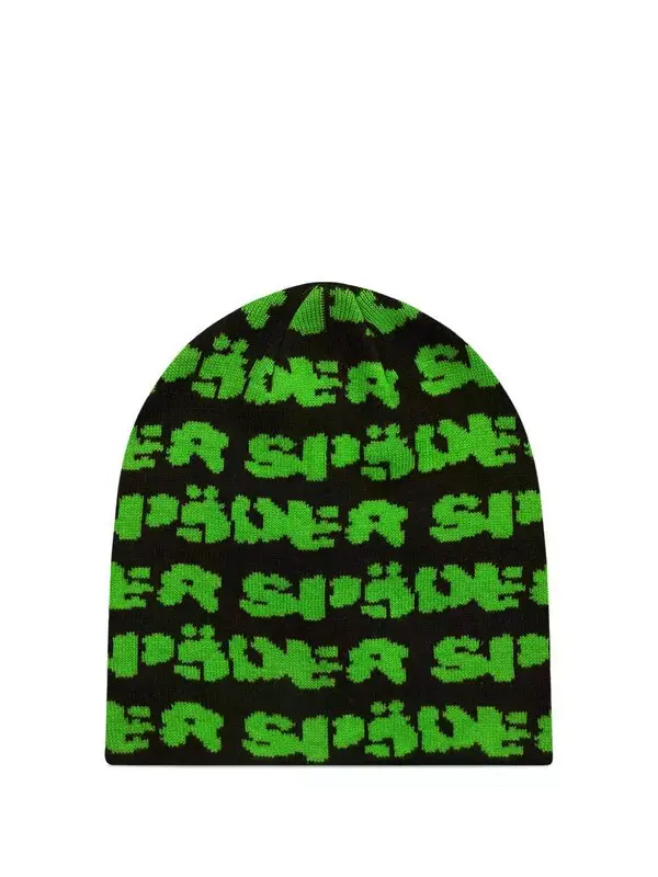 SP5DER Logo Skully Beanie - Black