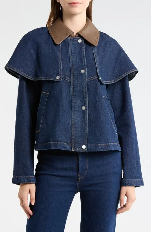 Avec Les Filles Stretch Denim Cape Jacket