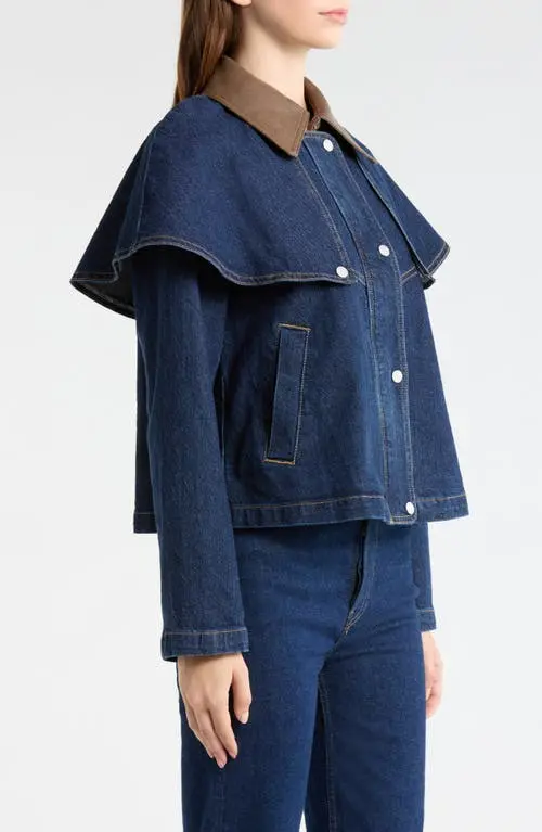 Avec Les Filles Stretch Denim Cape Jacket
