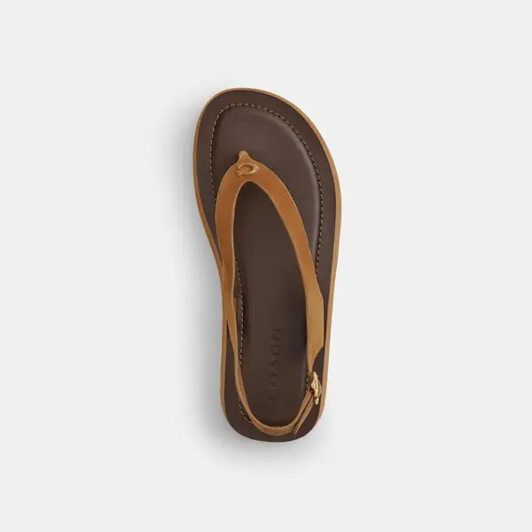 COACH Sculpted C Platform Thong Sandal - Coconut