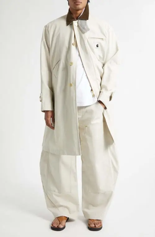 Sacai X Carhartt Wip Duck Canvas Balmacaan Coat