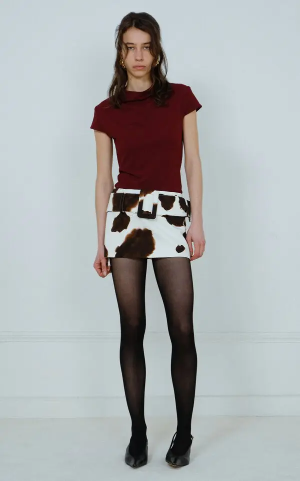 Françoise Clover Cow-hide Mini Skirt