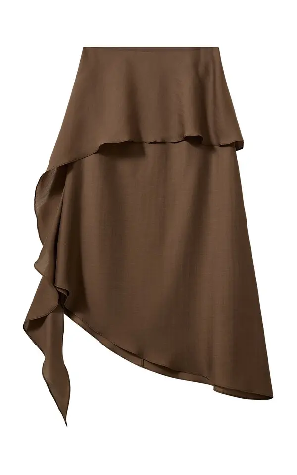 THE GARMENT Eleanor Overlay Midi Skirt - Brown
