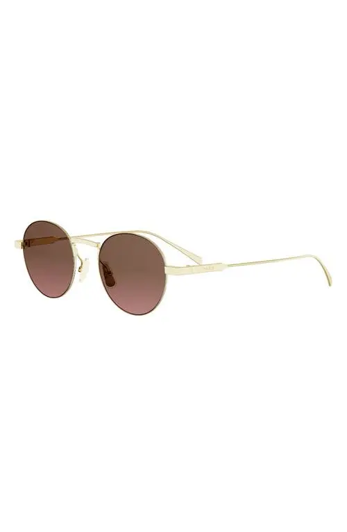 Celine 49mm Small Round Sunglasses - Gold/gradient Brown
