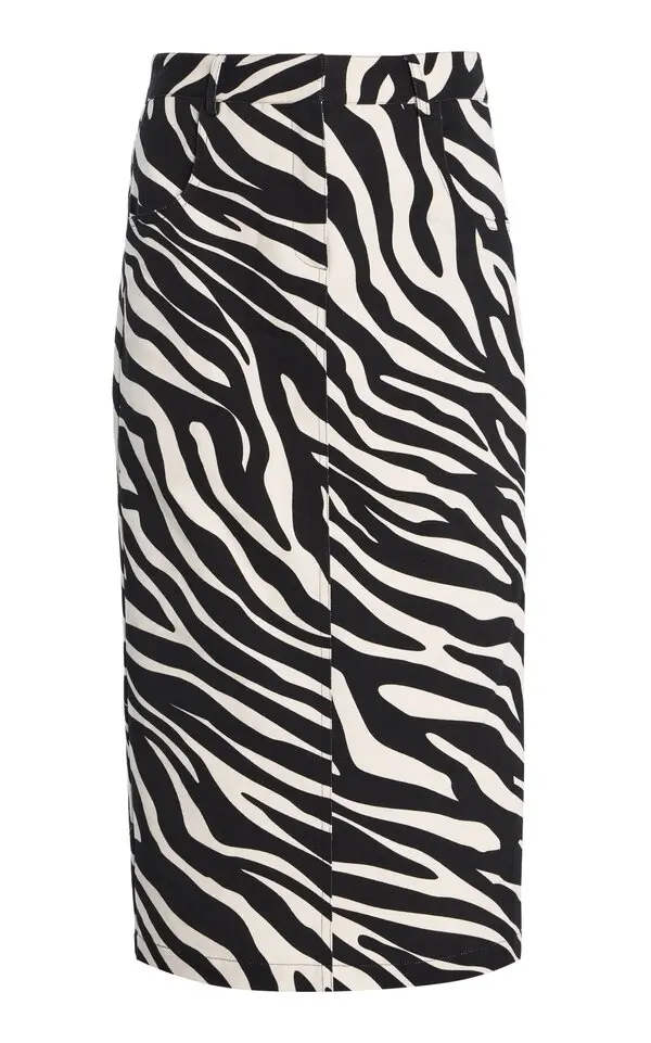 Françoise Tina Zebra-print Cotton Midi Skirt - Multi