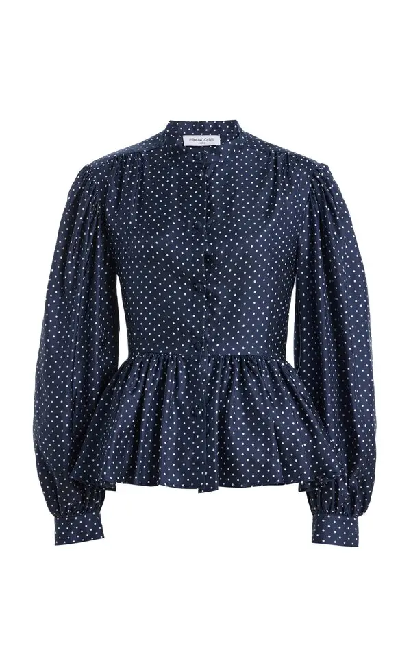 Françoise Caroline Polka-dot Silk Blouse