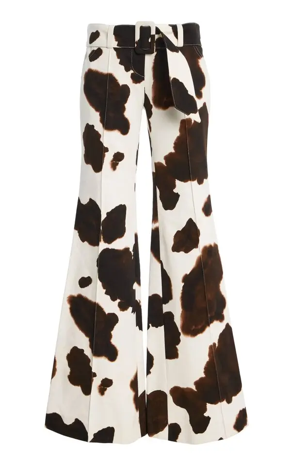 Françoise Clover Cow-hide Cotton Flared Pants - Print