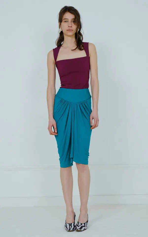 Françoise Bianca Ruched Midi Skirt