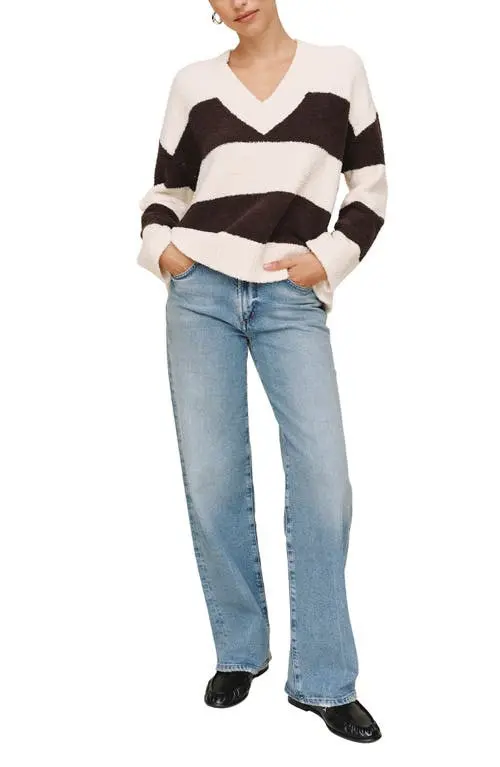 Bella Dahl Oversized V-neck Striped Sweater