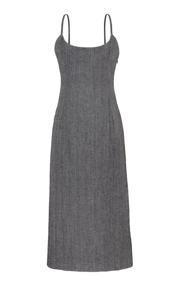 ALFIE Gabi Chevron Cotton Midi Dress - Brown