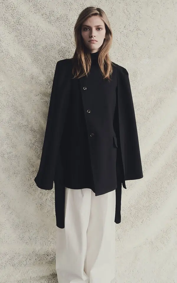 THE GARMENT Collarless Recycled-wool Cape