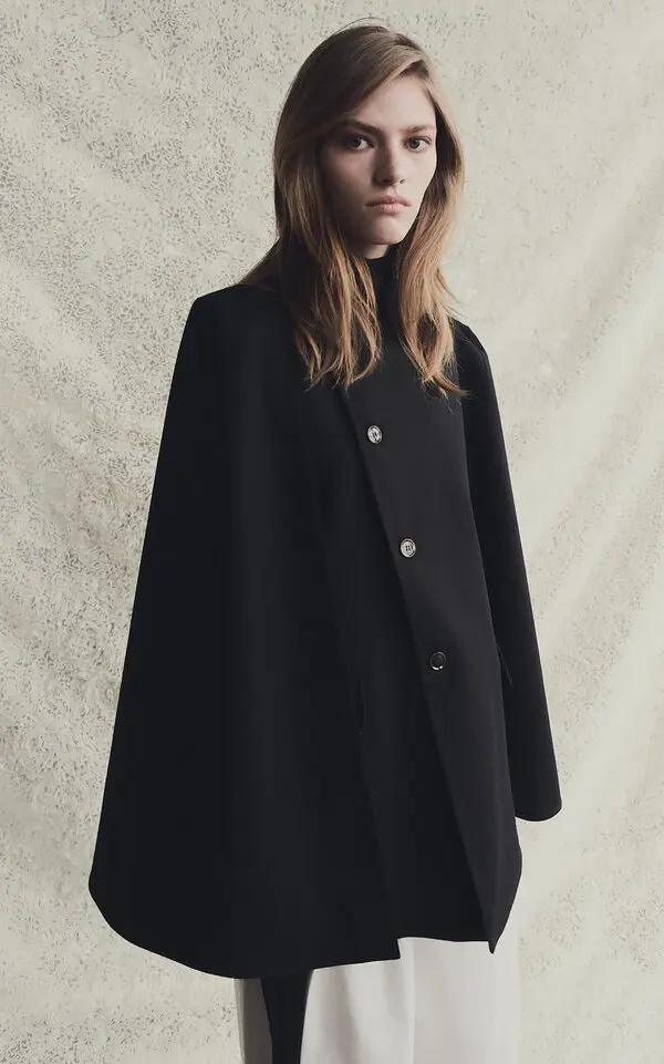 THE GARMENT Collarless Recycled-wool Cape