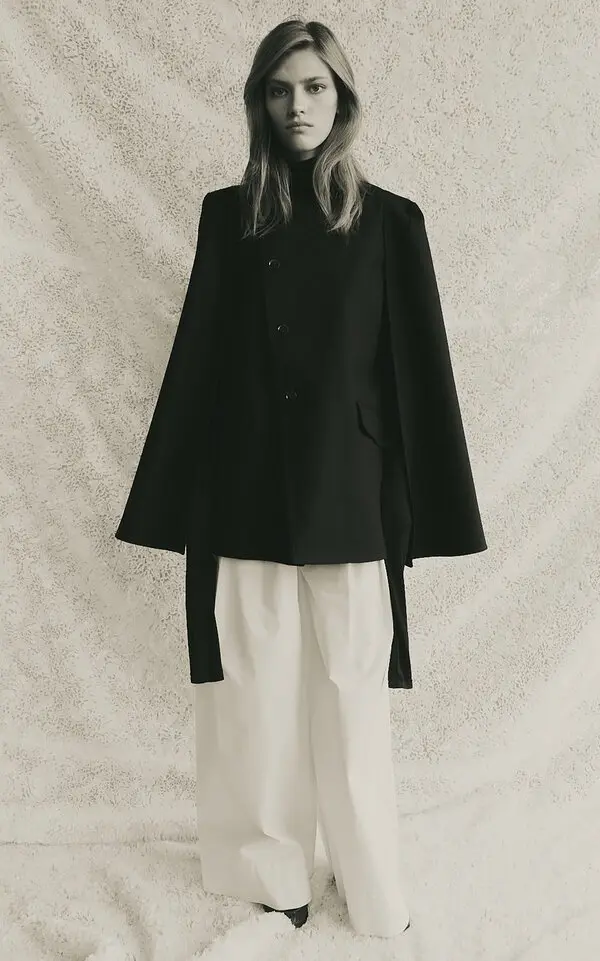 THE GARMENT Collarless Recycled-wool Cape