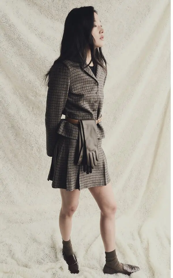 THE GARMENT Balmoral Herringbone Wool Mini Skirt