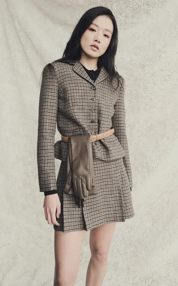 THE GARMENT Balmoral Herringbone Wool Mini Skirt