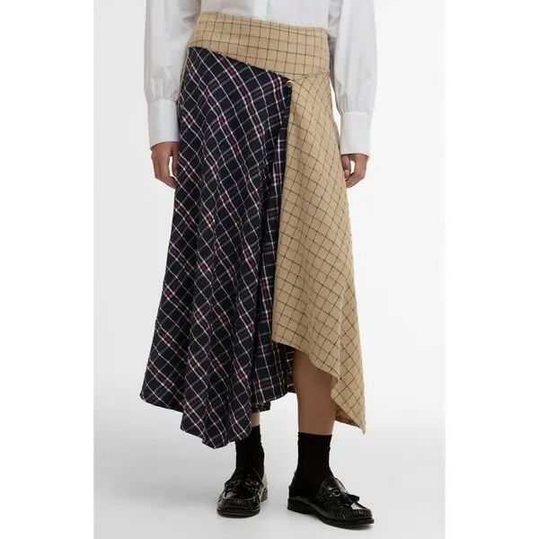 Barbour Dalbury Mix Tartan Asymmetric Maxi Skirt