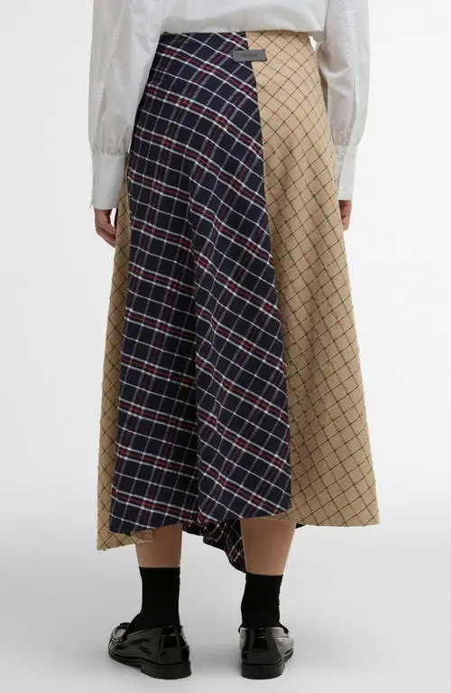Barbour Dalbury Mix Tartan Asymmetric Maxi Skirt