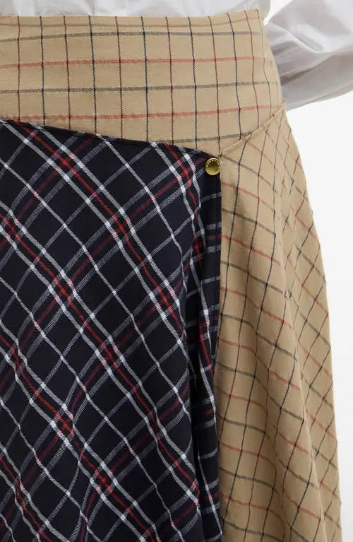 Barbour Dalbury Mix Tartan Asymmetric Maxi Skirt
