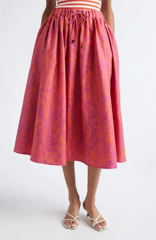 Max Mara Berlina Jacquard Cotton & Silk Midi Skirt - Coral